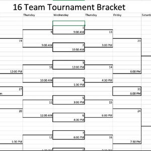 Printable 16 Team Tournament Bracket - Digital Download | Perfect for ...