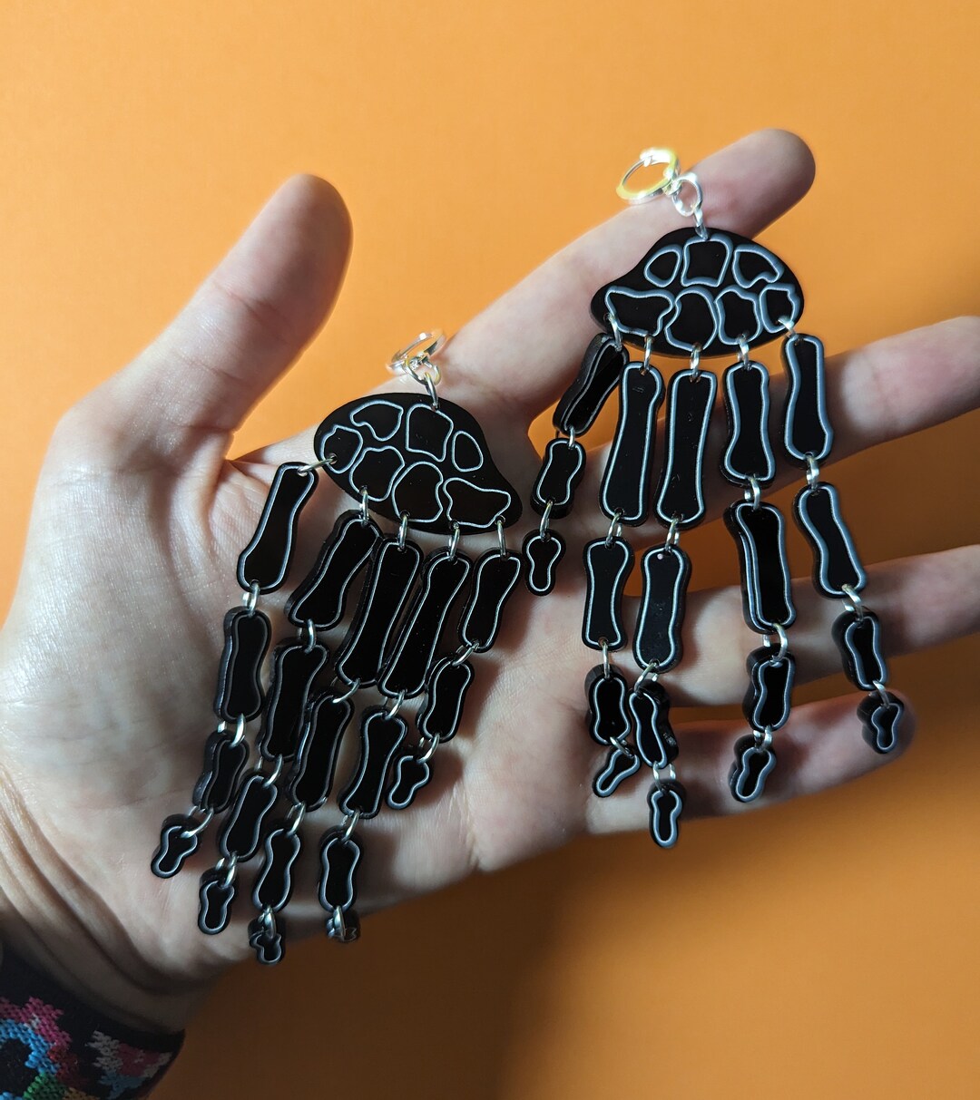 Skeleton Hand Earrings | Acrylic Halloween Earrings | Spooky Bone ...