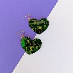 Circuit Board Heart Earring | Computer Science Gift | PCB Earrings ...