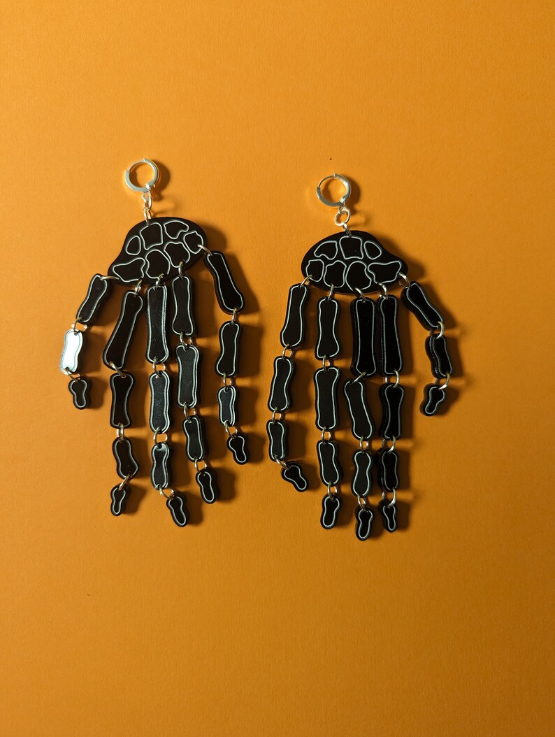 Skeleton Hand Earrings | Acrylic Halloween Earrings | Spooky Bone ...
