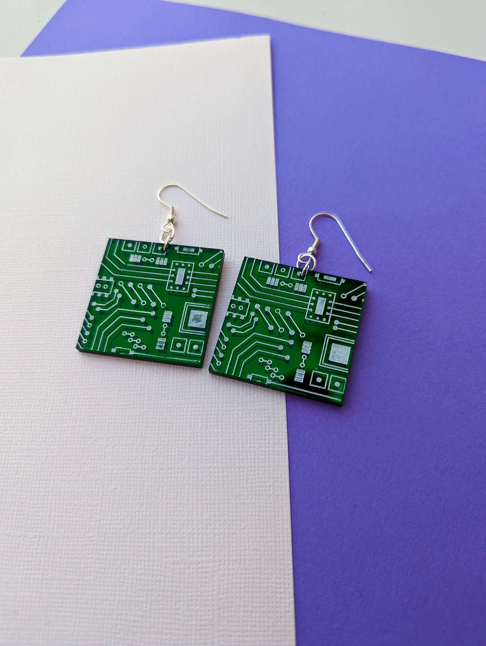 Square Circuit Board Earring | Computer Science Gift | PCB Earrings ...