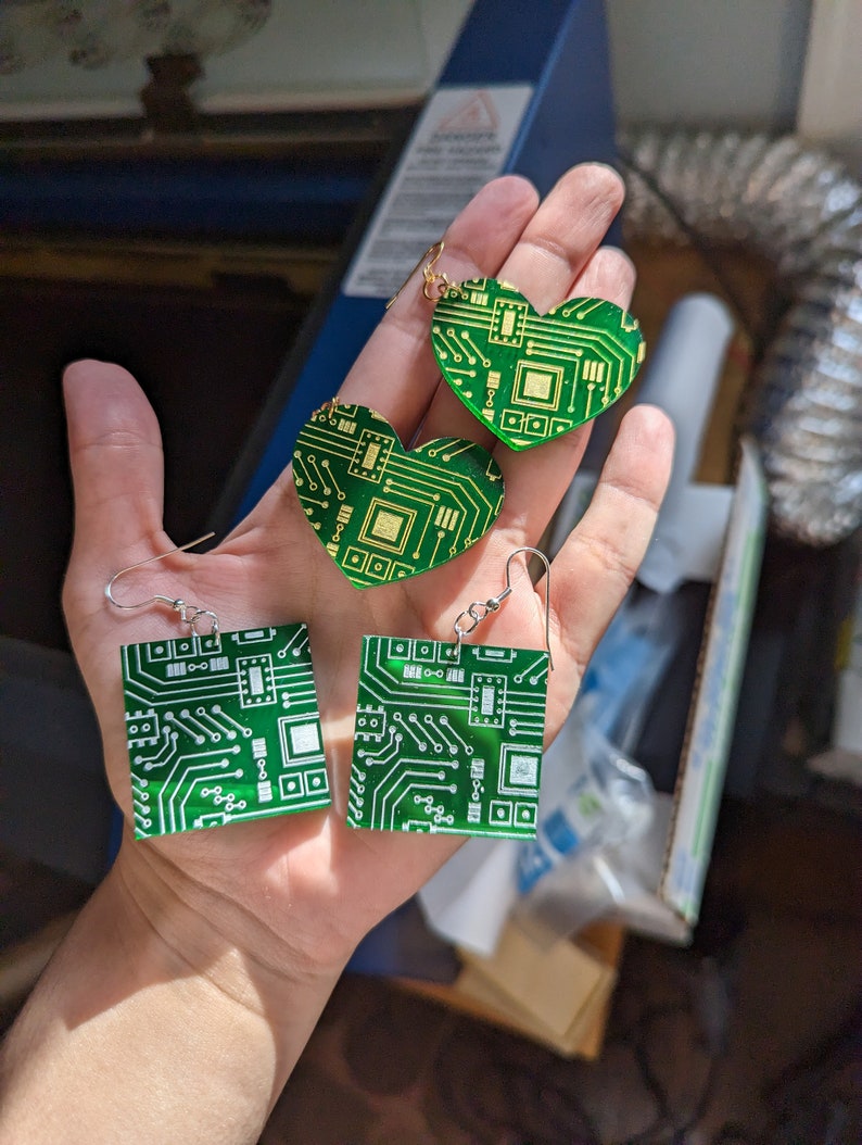 Square Circuit Board Earring | Computer Science Gift | PCB Earrings ...