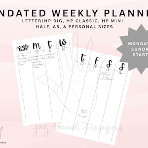 Minimalist Weekly Planner Printable: Undated Vertical Layout (PDF ...