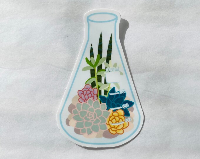 Erlenmeyer Flask Succulent Terrarium Vinyl Sticker (WHITE) - Etsy