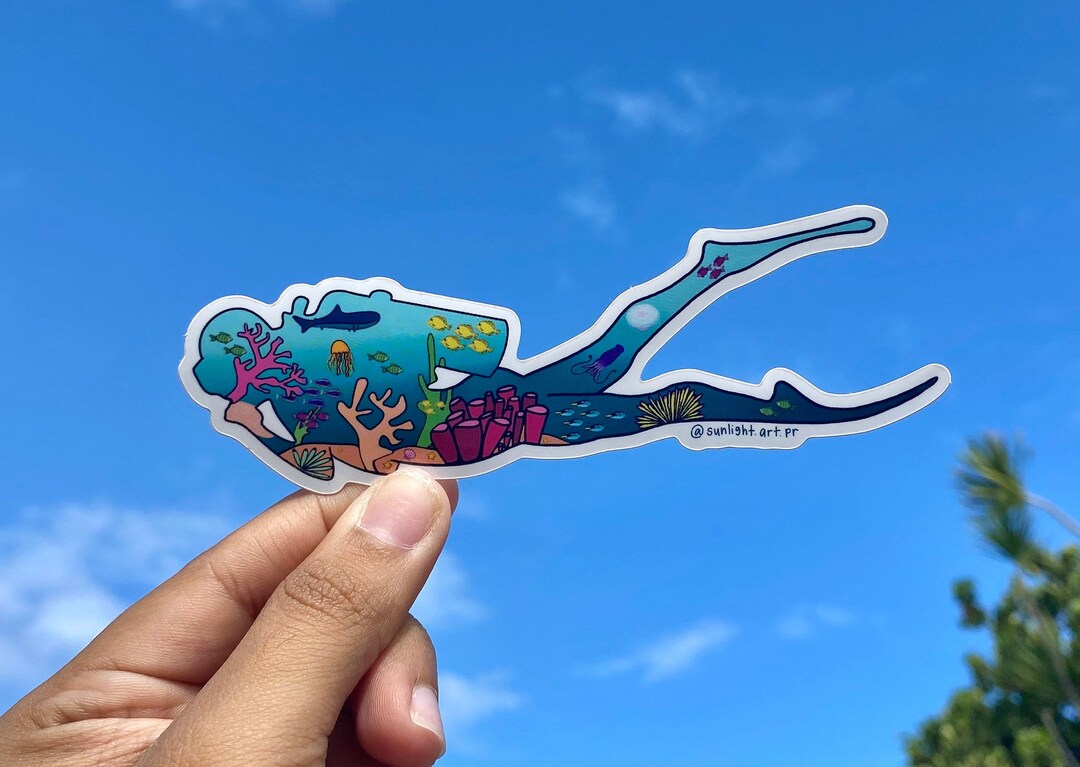 Underwater Scuba Diver Sticker Scuba Diving Sticker - Etsy