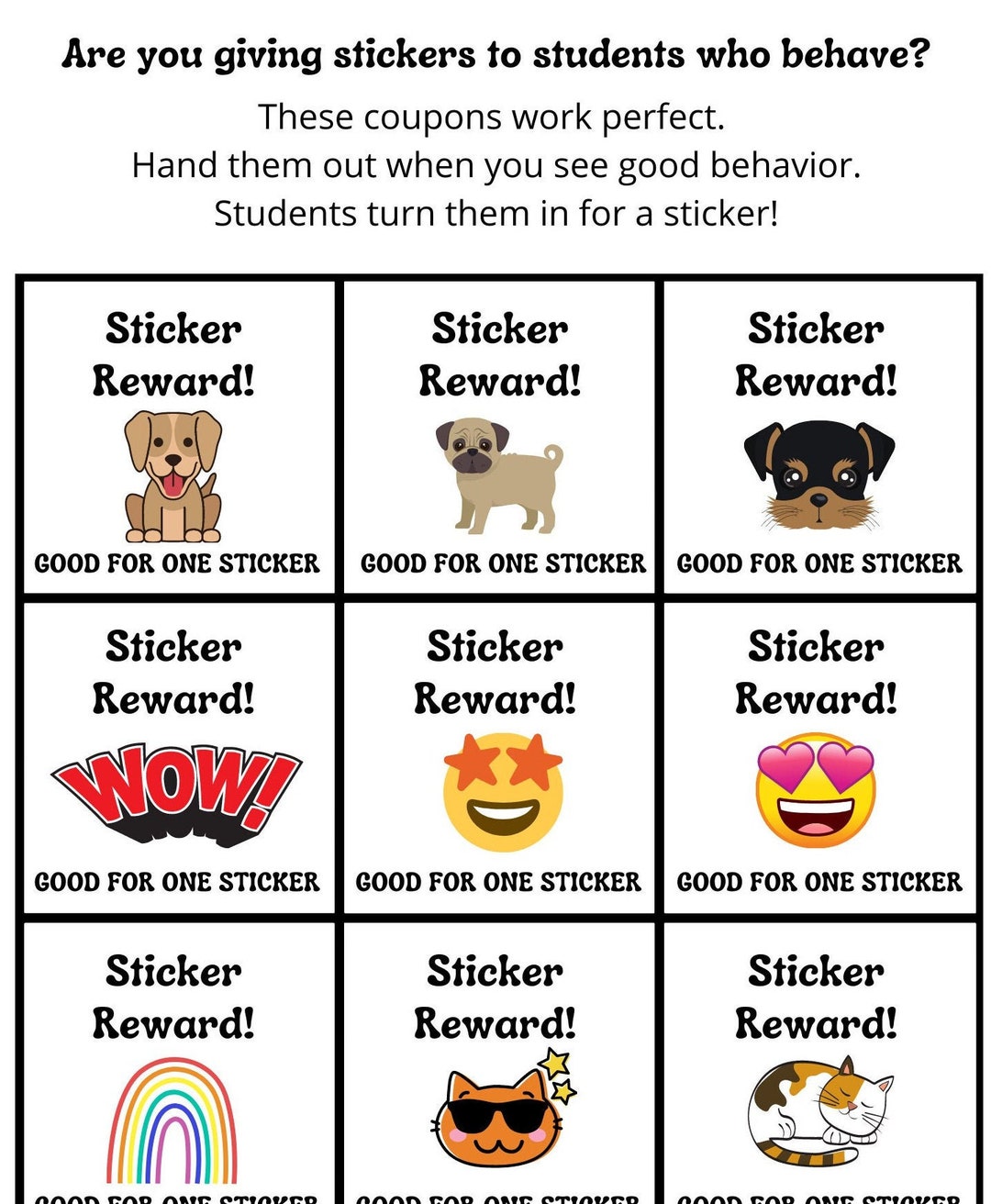 Sticker Reward Coupon Teacher Classroom Stickers Sticker - Etsy