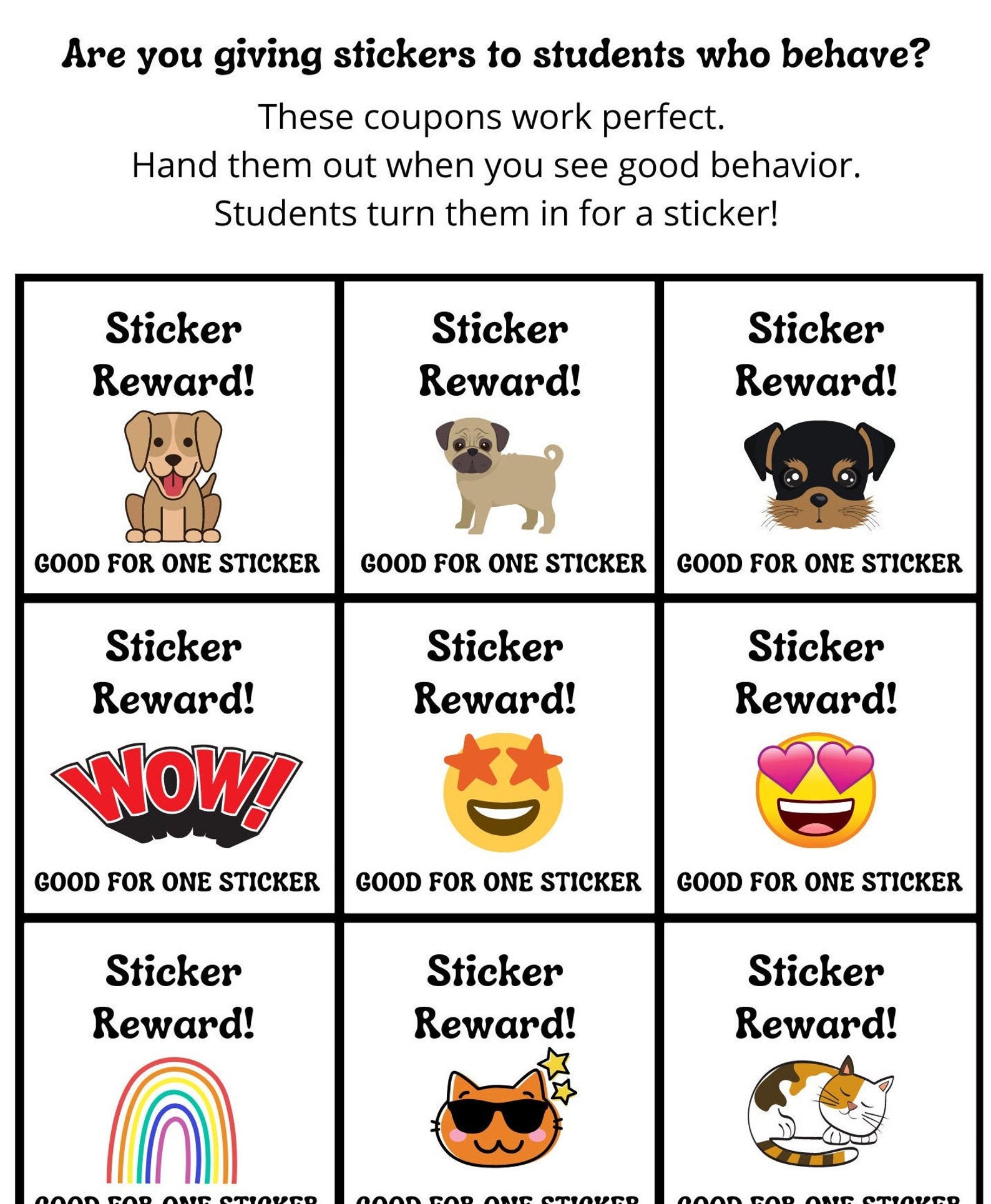 Sticker Reward Coupon Teacher Classroom Stickers Sticker - Etsy
