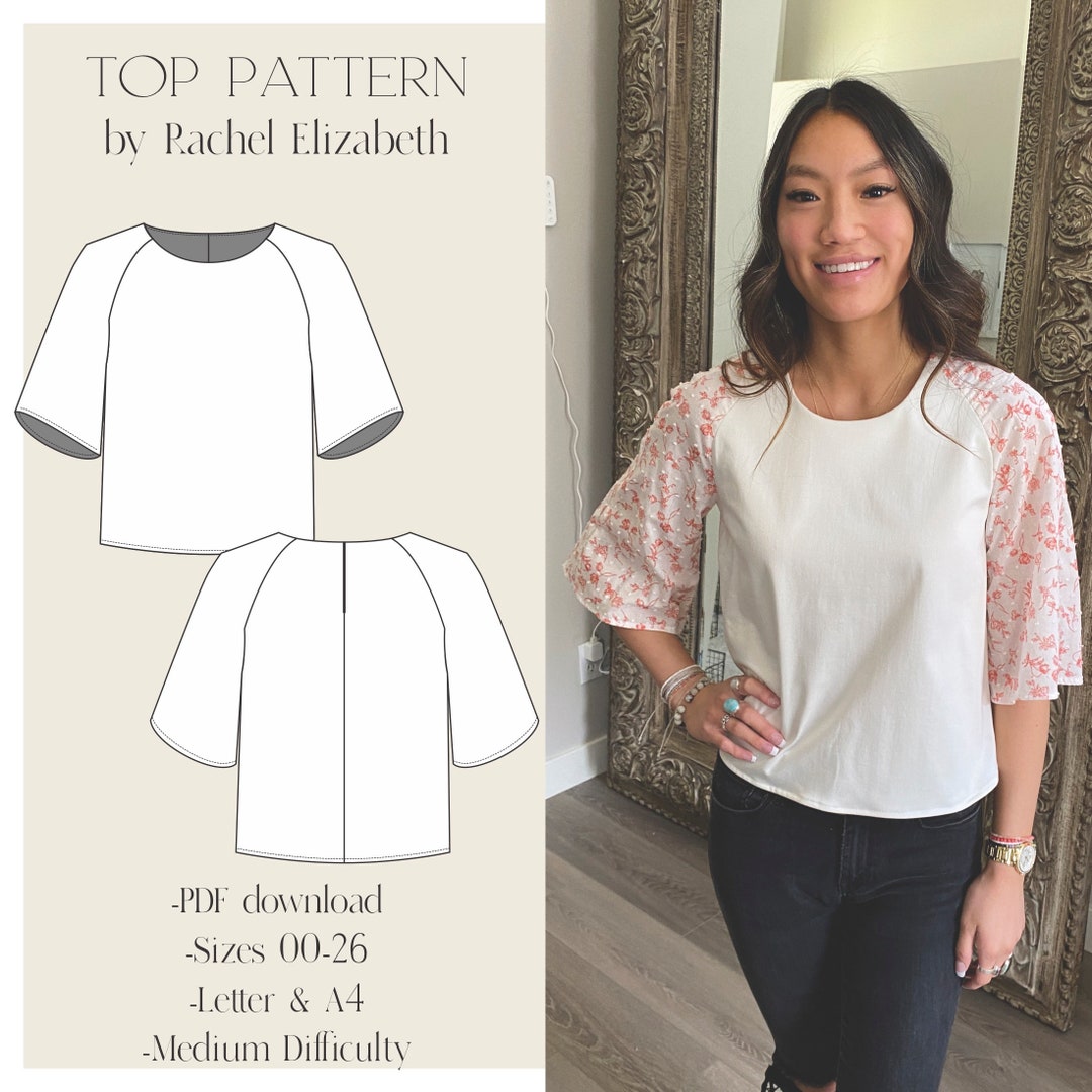 Sewing Pattern Instant Download Raglan Sleeved Top, Blouse With Raglan ...