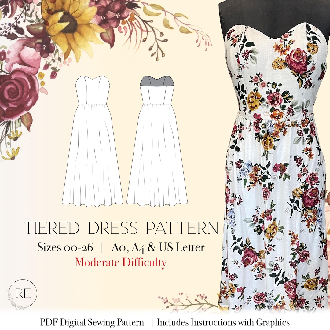 Sewing Pattern Dress Instant Download PDF Pattern Aline Dress Pattern ...