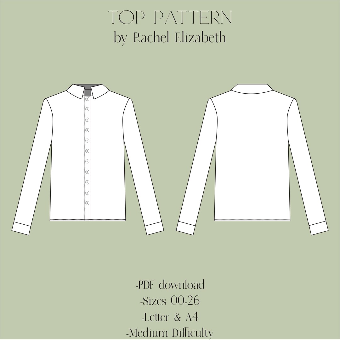 Sewing Pattern Womans Button up Shirt, Classic Cut Button up Shirt With ...