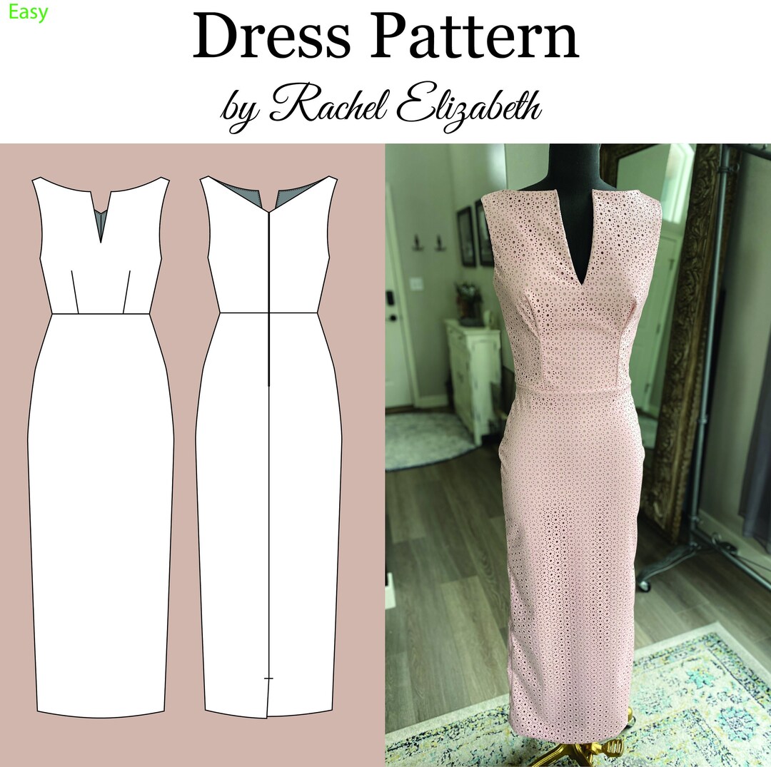 Sewing Pattern Fitted Midi Pencil Dress Sizes 00-12 - Etsy