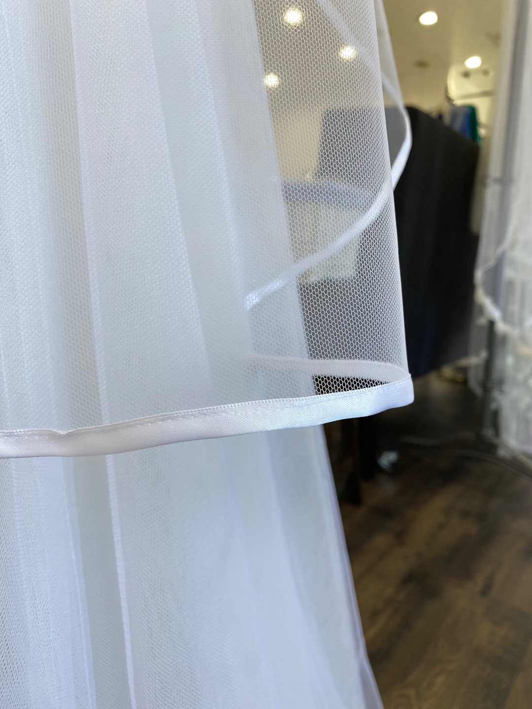 Ribbon Edged Bridal Veil Wedding Veil Tulle Bridal Veil Ribbon Edging ...