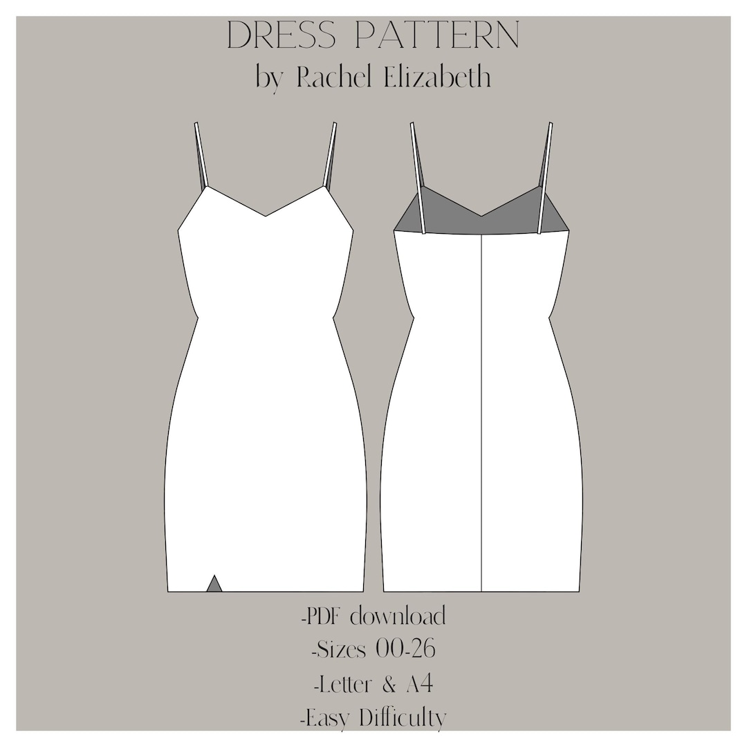 Sewing Pattern Fitted Mini Dress, Bodycon Fitted Spaghetti Strap Dress ...