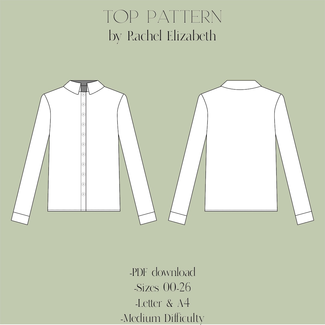 Sewing Pattern Womans Button up Shirt, Classic Cut Button up Shirt With ...