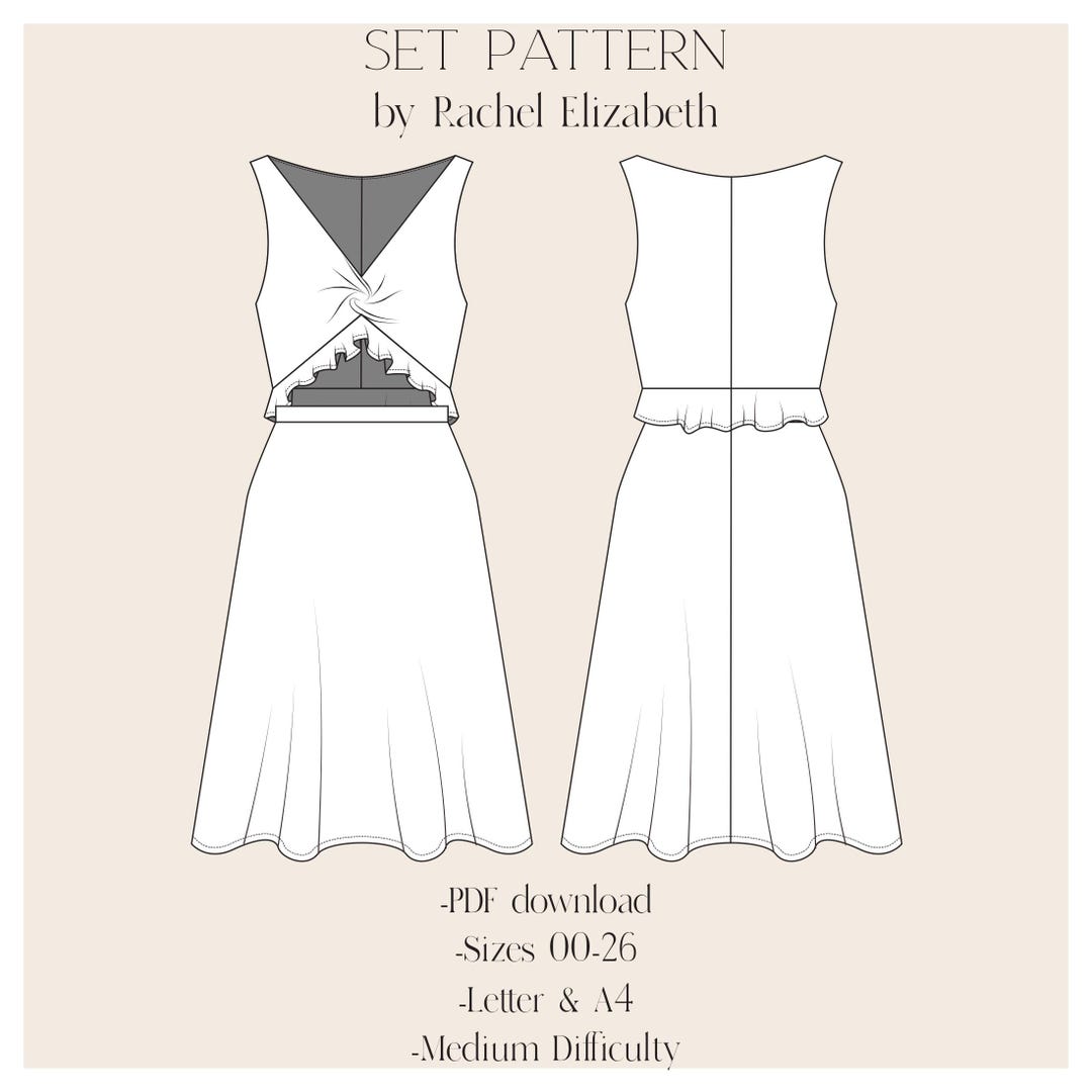 Sewing Pattern, Twist Bodice Top With Skirt, Matching Set Pattern, Aline Skirt Pattern, Pdf ...