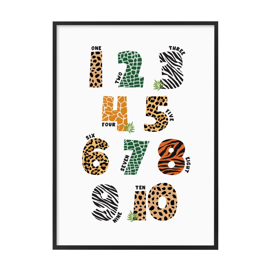 Numbers Animal Wall Print. Safari Number Poster. Animal Print - Etsy