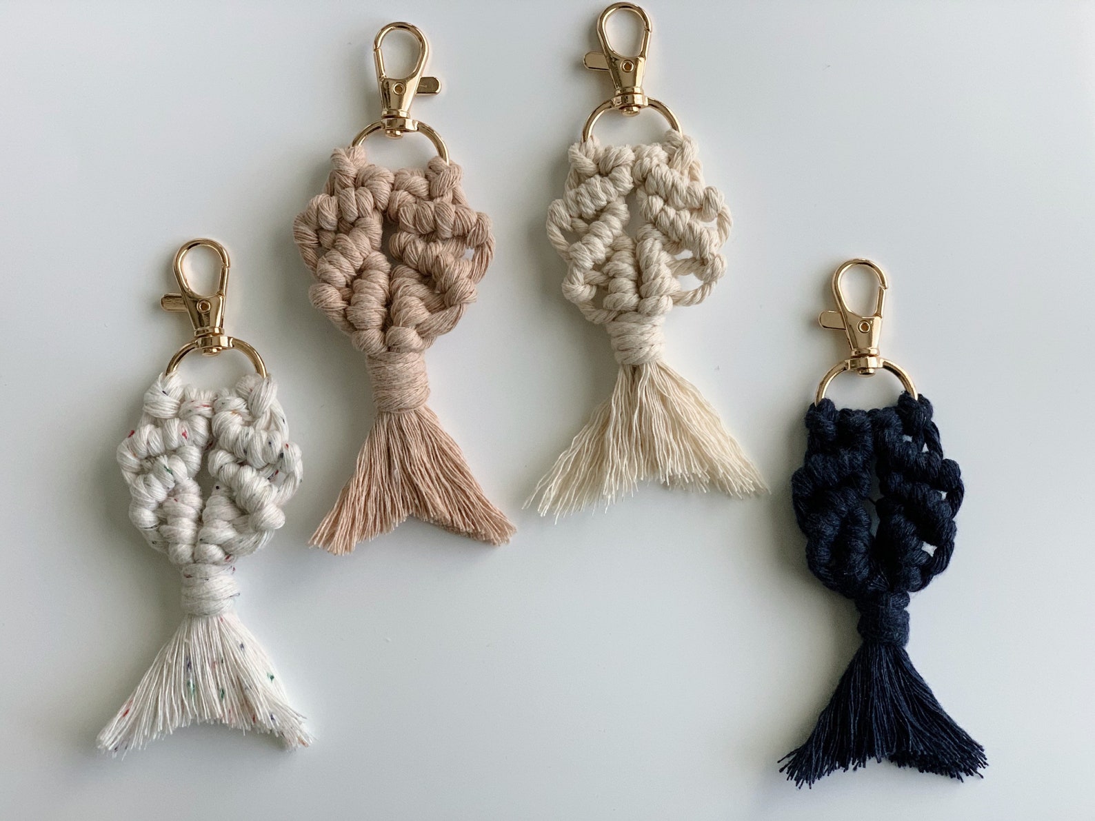 Macrame Fishtail Keychains - Etsy