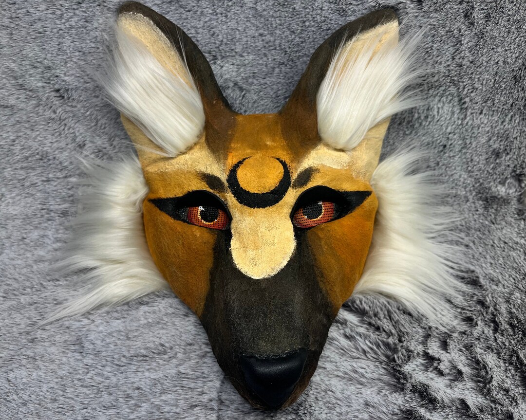 Maned Wolf Mask, Wolf Mask, Orange Wolf Mask, Therian Wolf Mask, Felted ...