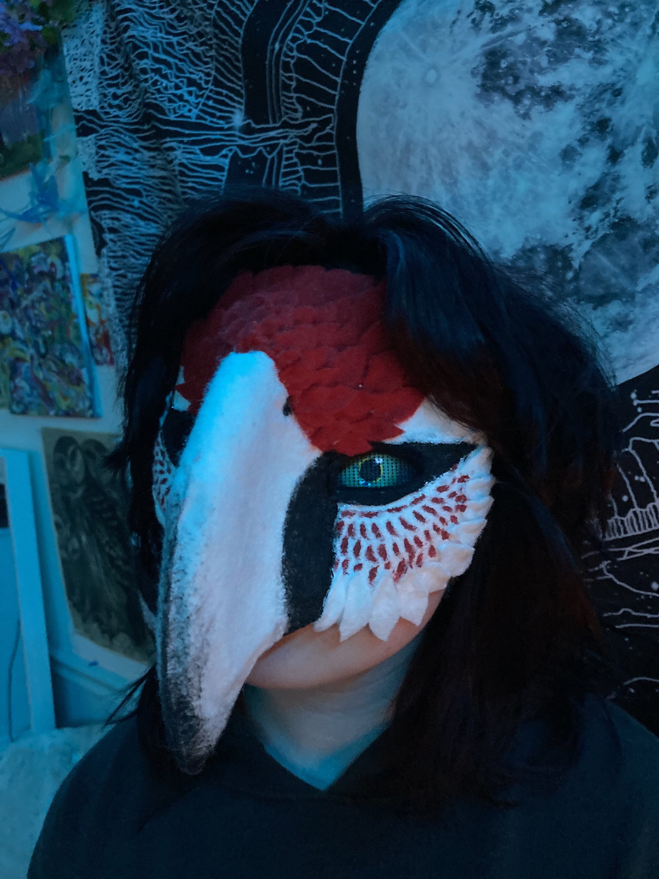 Therian Mask, Therian Bird Mask, Bird Mask, Parrot Mask, Red and Green ...