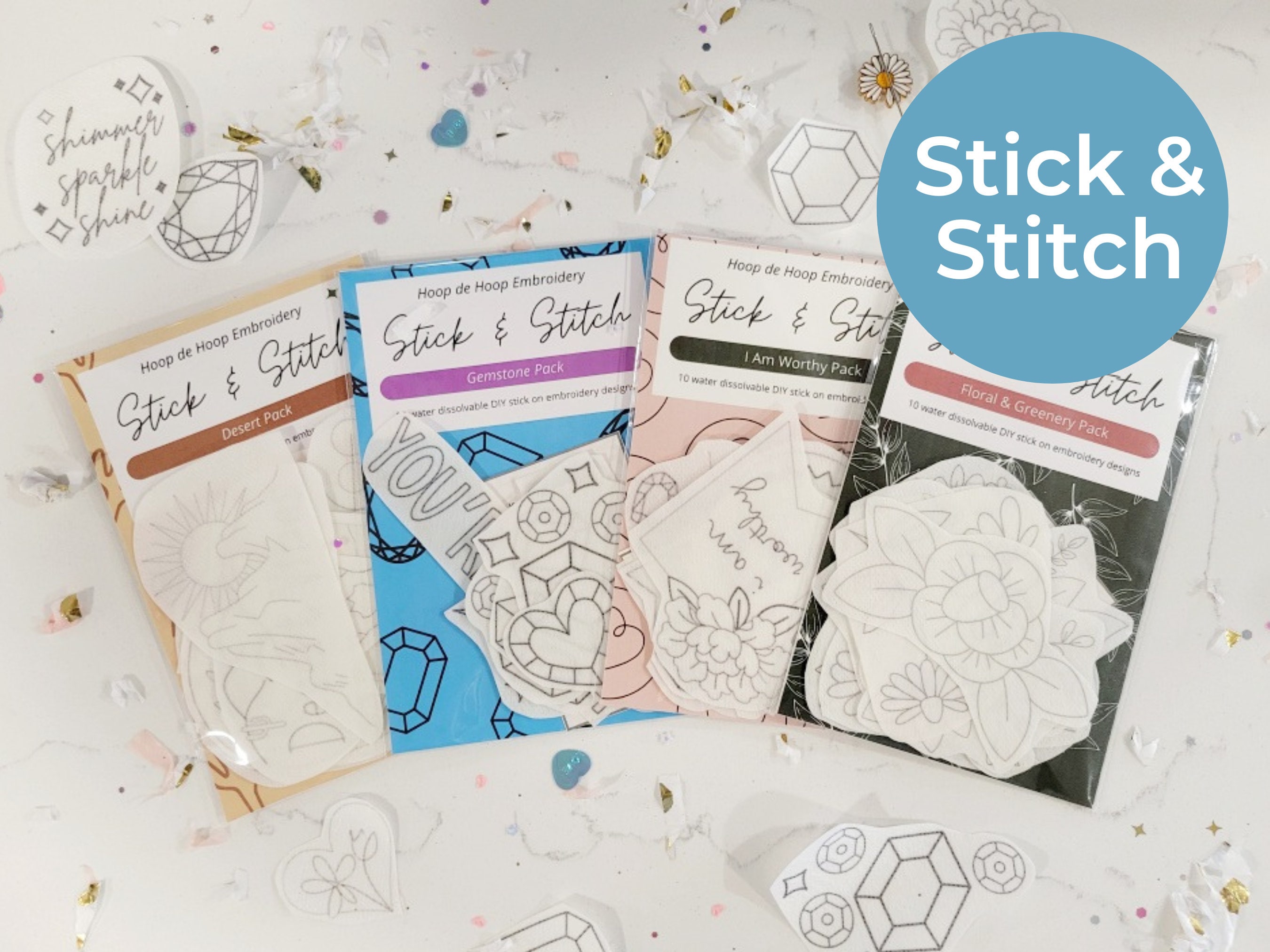 Stick and Stitch Pack Embroidery Packs. Embroidery Stickers. Water ...