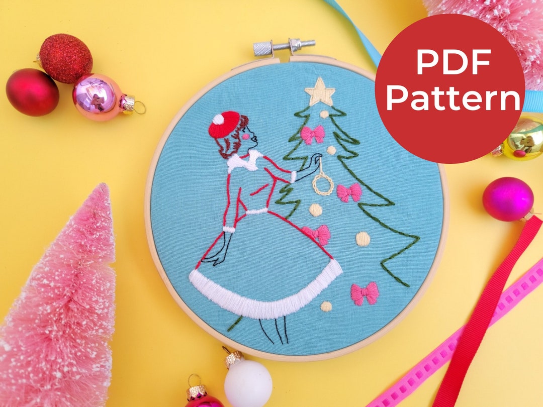 Mid Century Christmas Embroidery Pattern: 6in Holiday Design (PDF ...