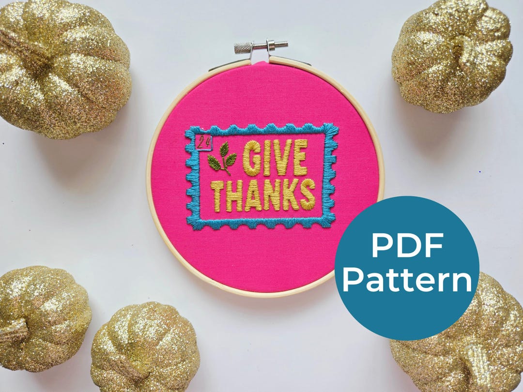 Thanksgiving Postage Stamp Embroidery Pattern: Beginner-friendly Fall ...