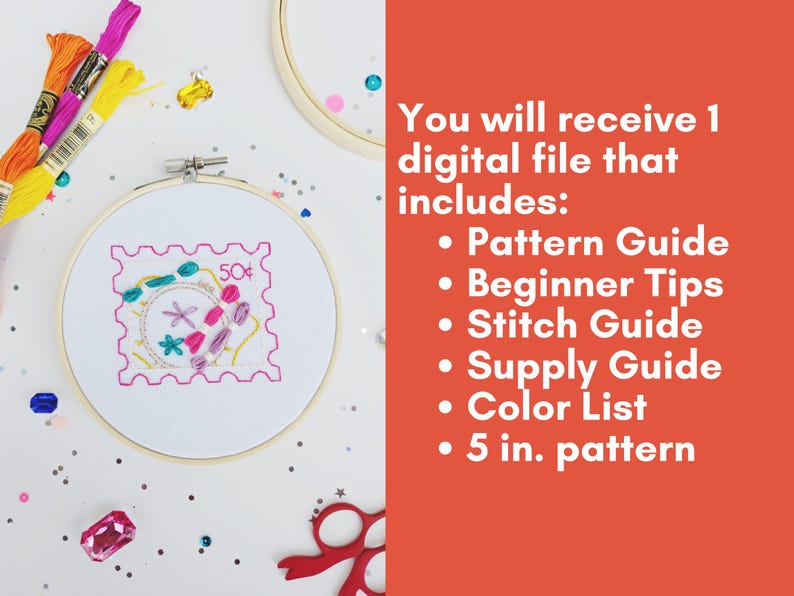 Postage Stamp Embroidery Pattern: Beginner May Floral Design (PDF ...