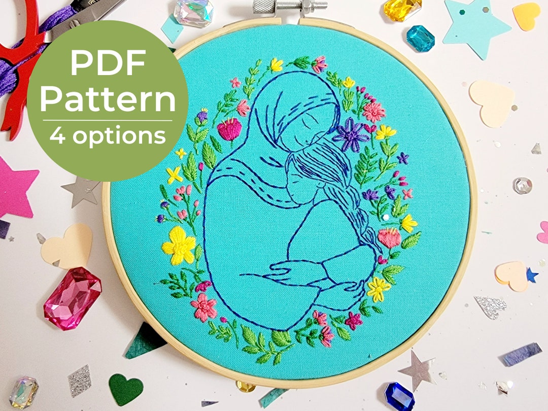 Middle Eastern Mother & Child Hand Embroidery Pattern (PDF Download) - Etsy
