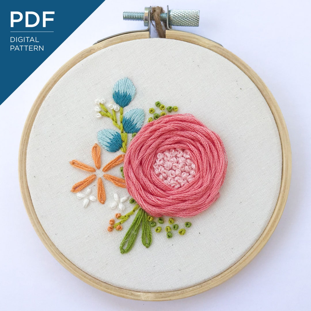 Fancy Flower Embroidery Pattern | Flower Embroidery Pattern | DIY Hand ...