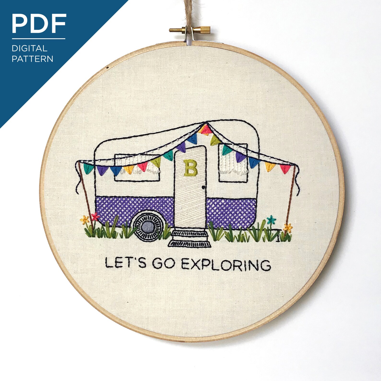 Happy Camper Embroidery Pattern Camping Embroidery Pattern | Etsy