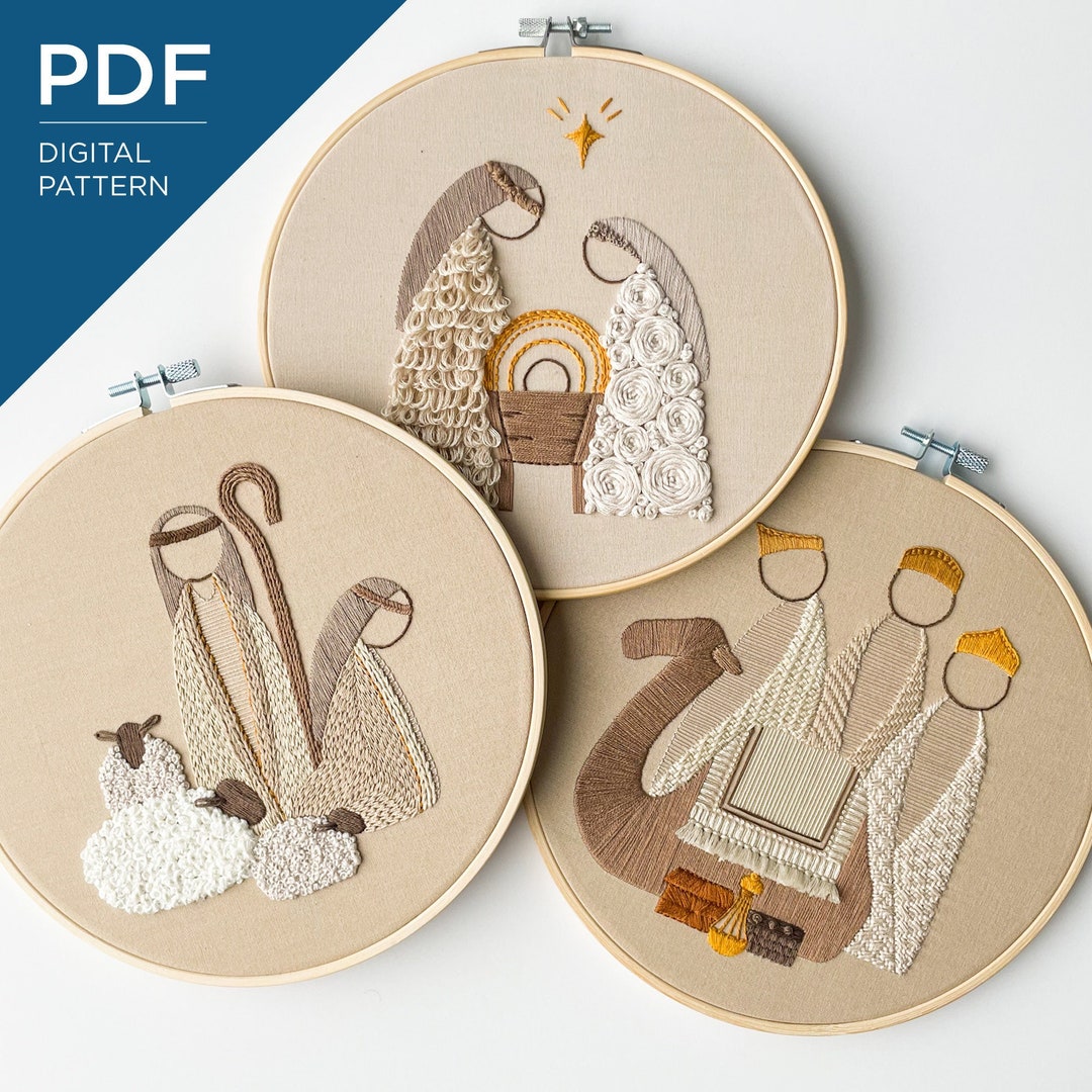 Nativity Series 8" Embroidery Pattern | Christmas Nativity Embroidery Pattern | DIY Christmas ...