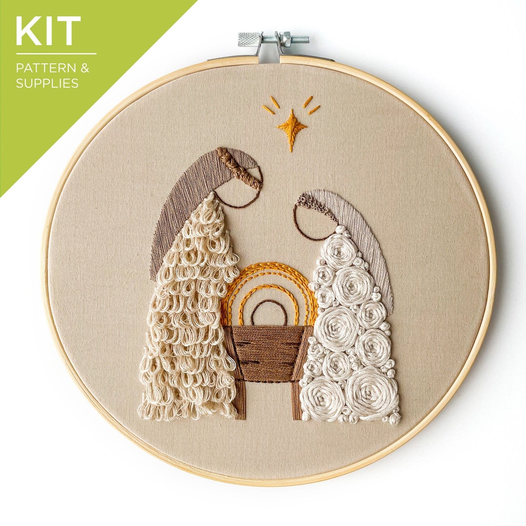 Nativity Scene 8" Embroidery Kit | Christmas Nativity Embroidery Kit ...