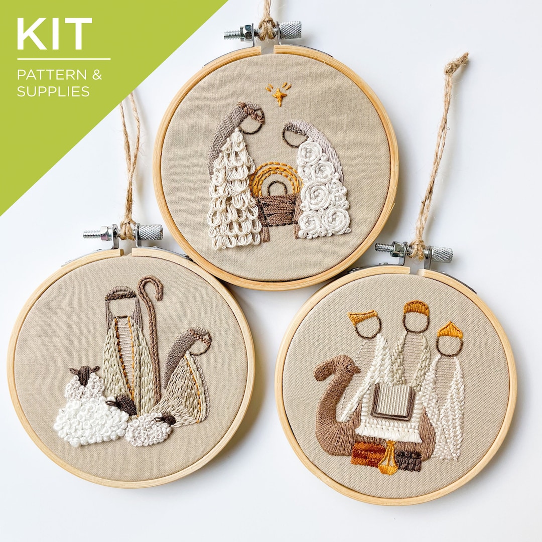 Nativity Ornament Set 4" Embroidery Kit | Christmas Ornament Embroidery ...