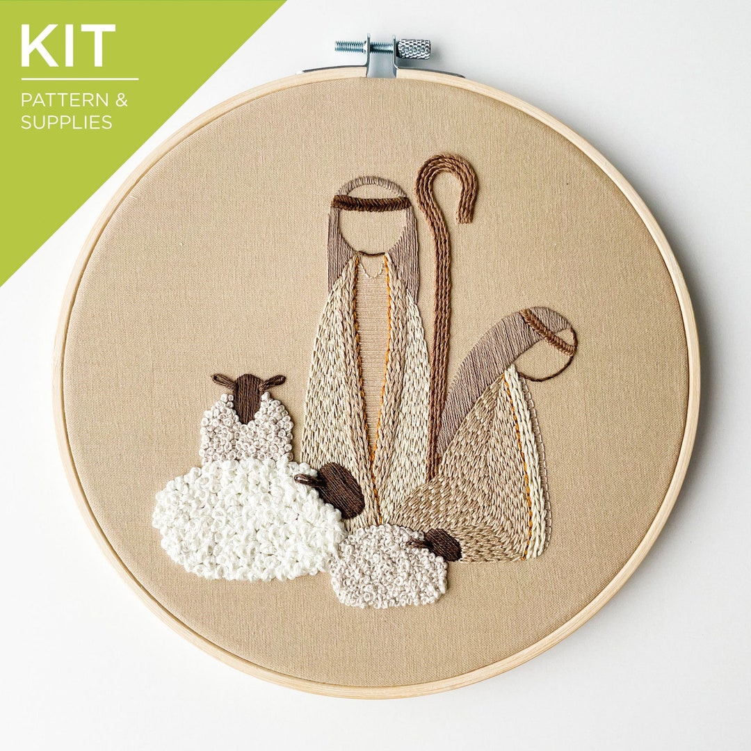 Nativity Shepherds 8" Embroidery Kit | Christmas Shepherds Embroidery ...
