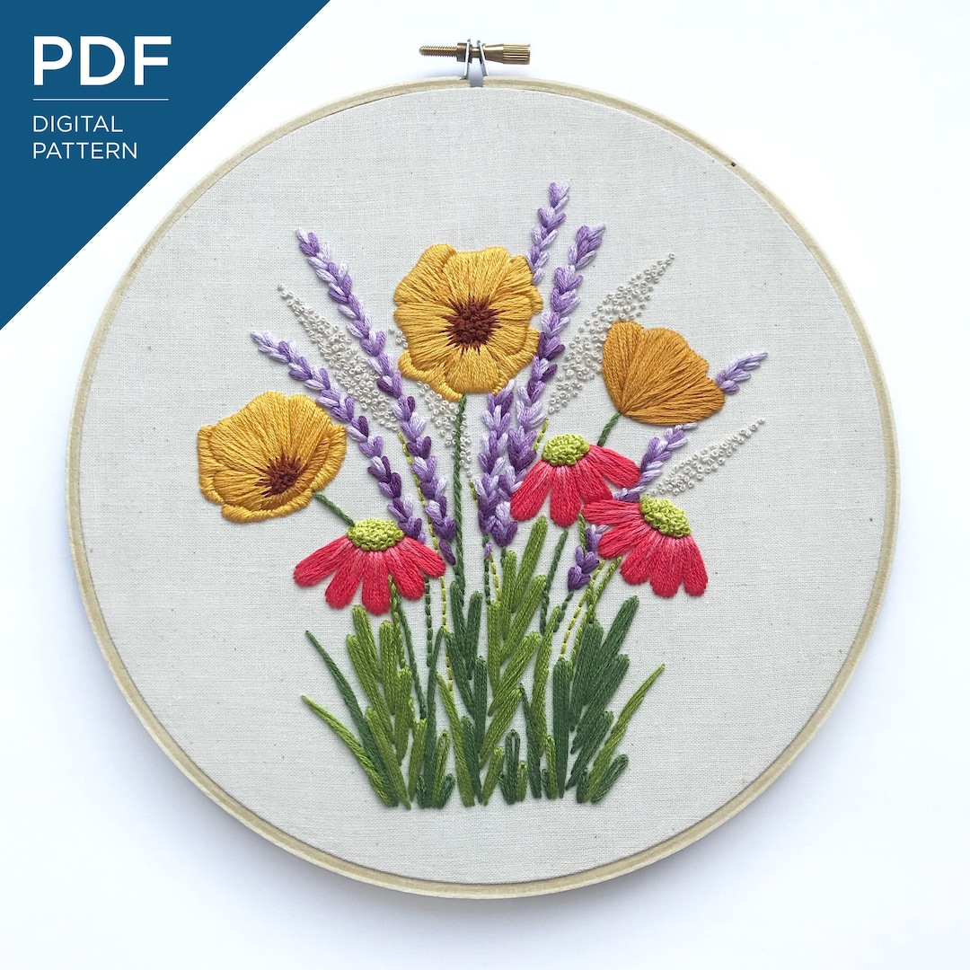 Wildflowers Embroidery Pattern | Floral Embroidery Pattern | Plant ...