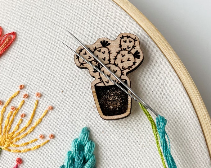 Cactus Needle Minder Wooden Needle Minder Magnetic Needle Minder Plant ...