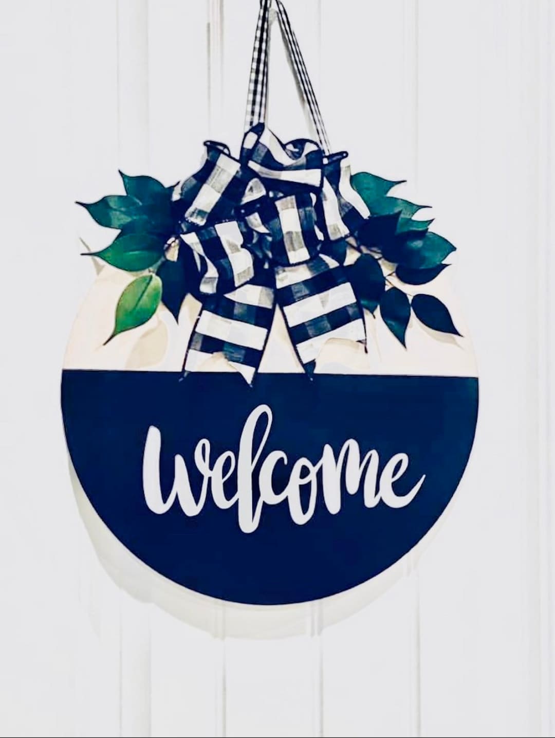 Personalized Welcome Wood Door Hanger: Farmhouse Entry Decor - Etsy