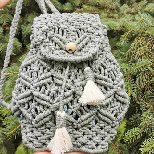 Handmade Macrame Backpack Backpack Purse Macrame Purse | Etsy