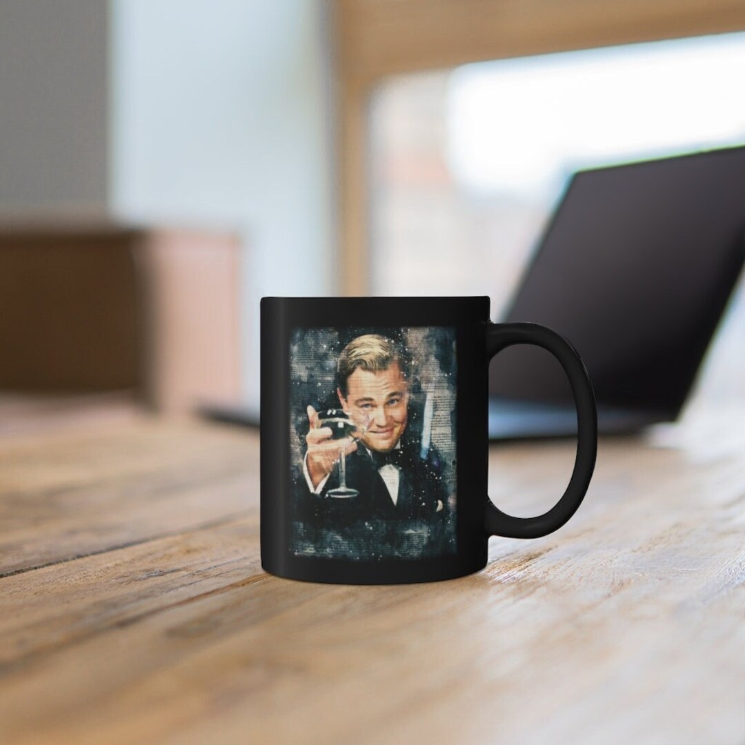 Vintage the Great Gatsby Leonardo Dicaprio Fan Art Black Mug 11oz for ...