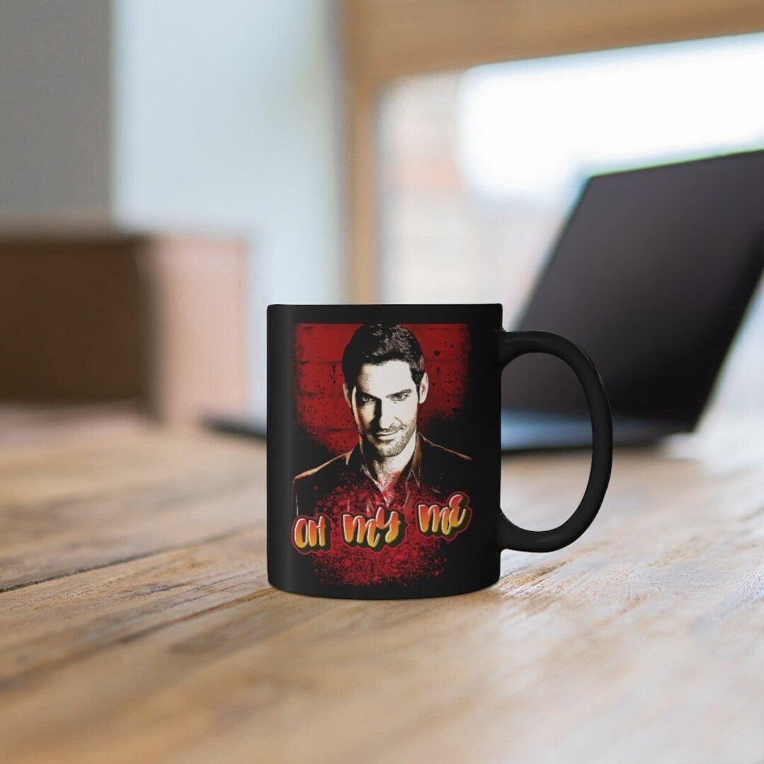 Vintage Retro Lucifer Morningstar Fan Art for Tom Ellis Fans Black Mug ...