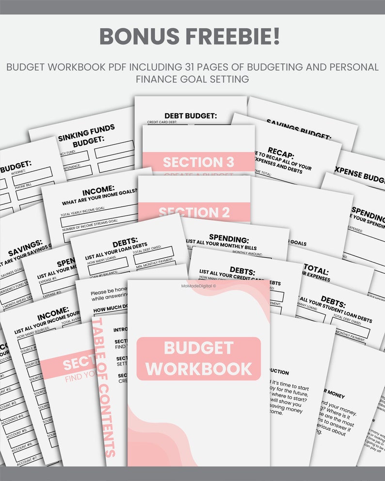 Printable Debt Tracker Colorful Financial Budget Planner System Cash ...