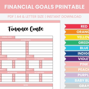 Printable Financial Goals Tracker Goals Printable Digital | Etsy