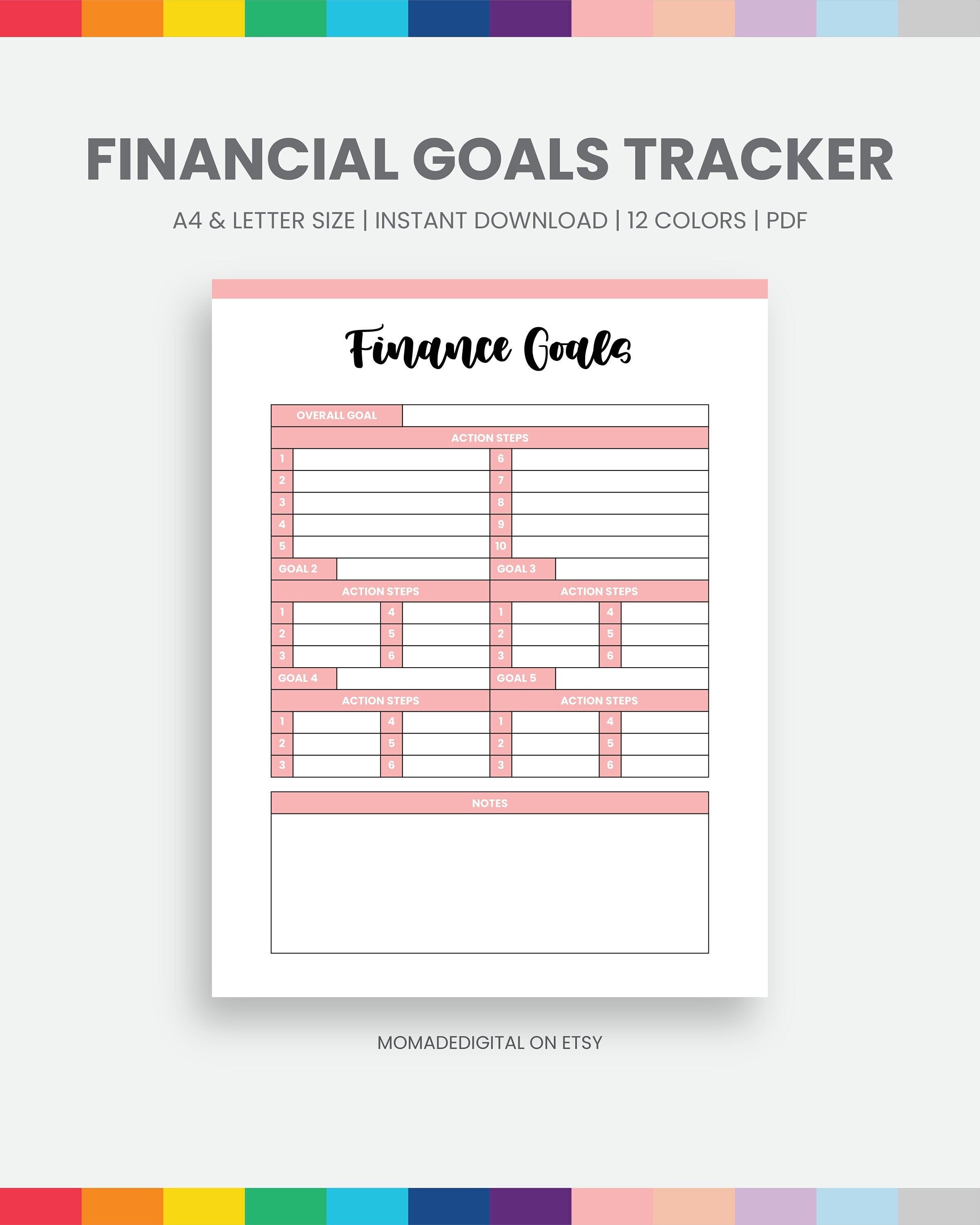 Printable Financial Goals Tracker Goals Printable Digital - Etsy