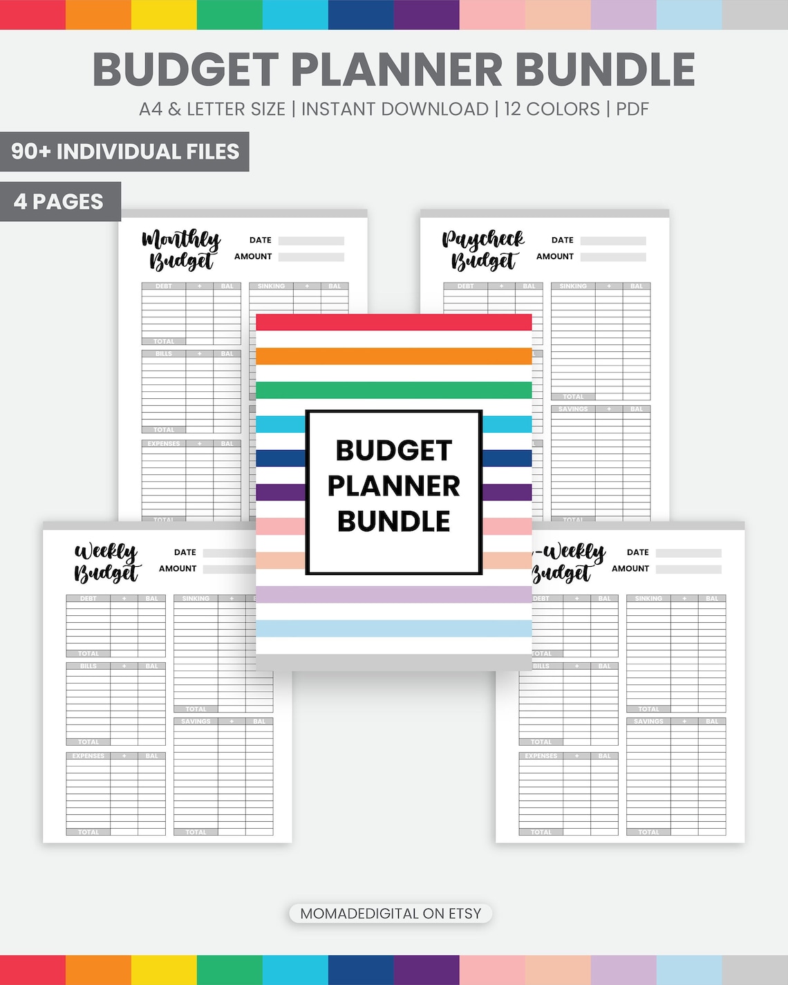 Printable Budget Bundle Pack Printable Colorful Financial Budget ...