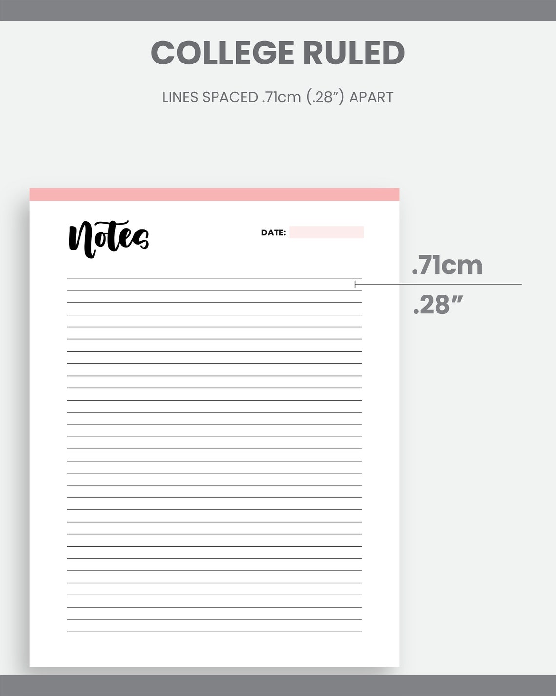 Printable College Ruled Lined Notes Student Printable | Etsy