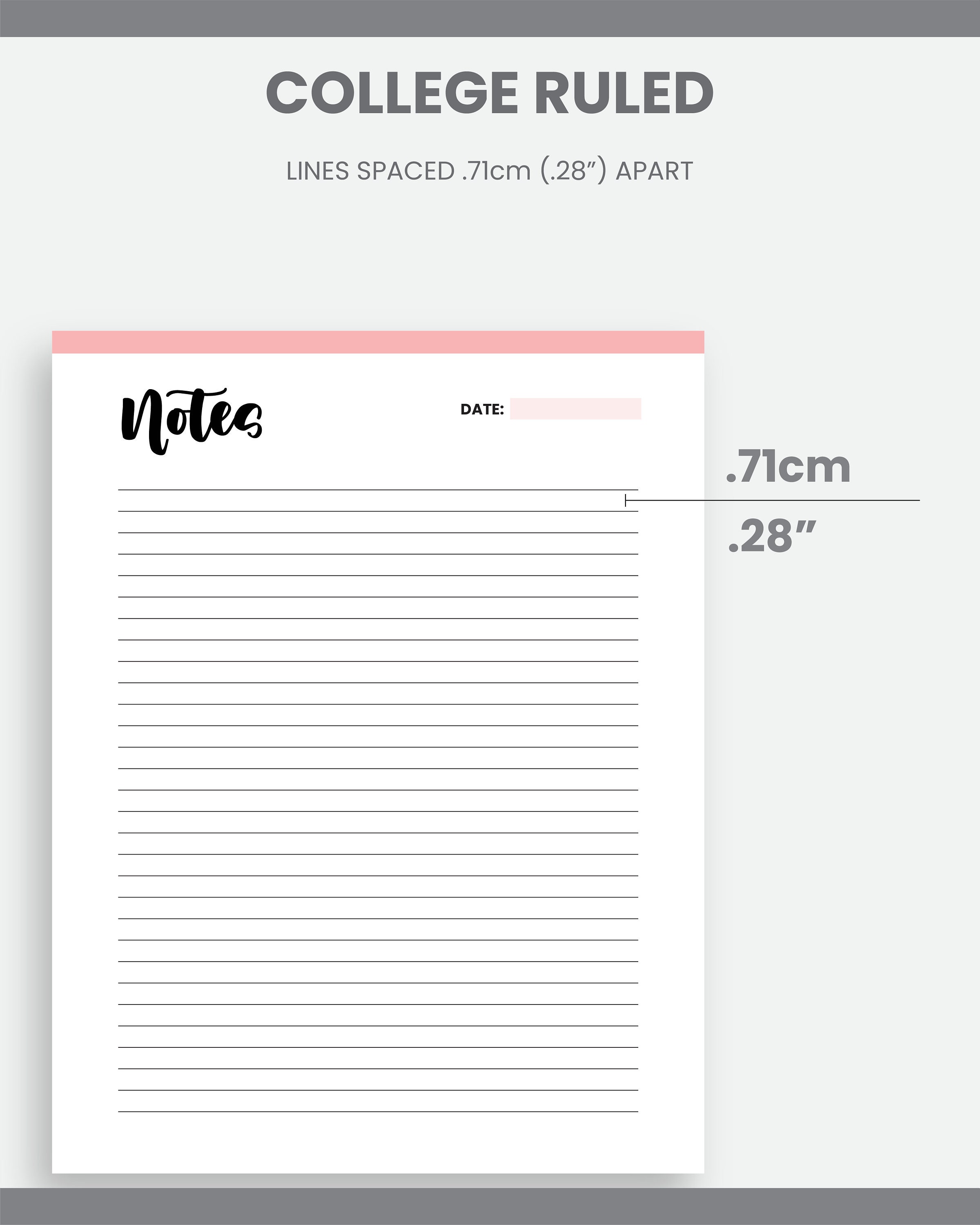 Printable College Ruled Lined Notes Student Printable Study PDF Instant ...
