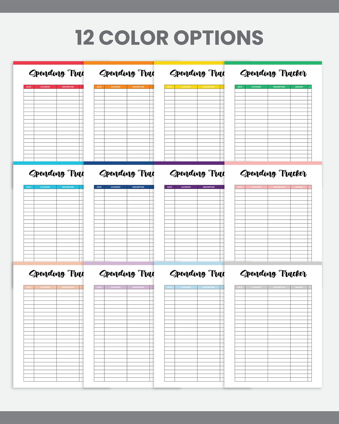 Multicolor Spending Tracker Printable Colorful Financial Budget Planner ...