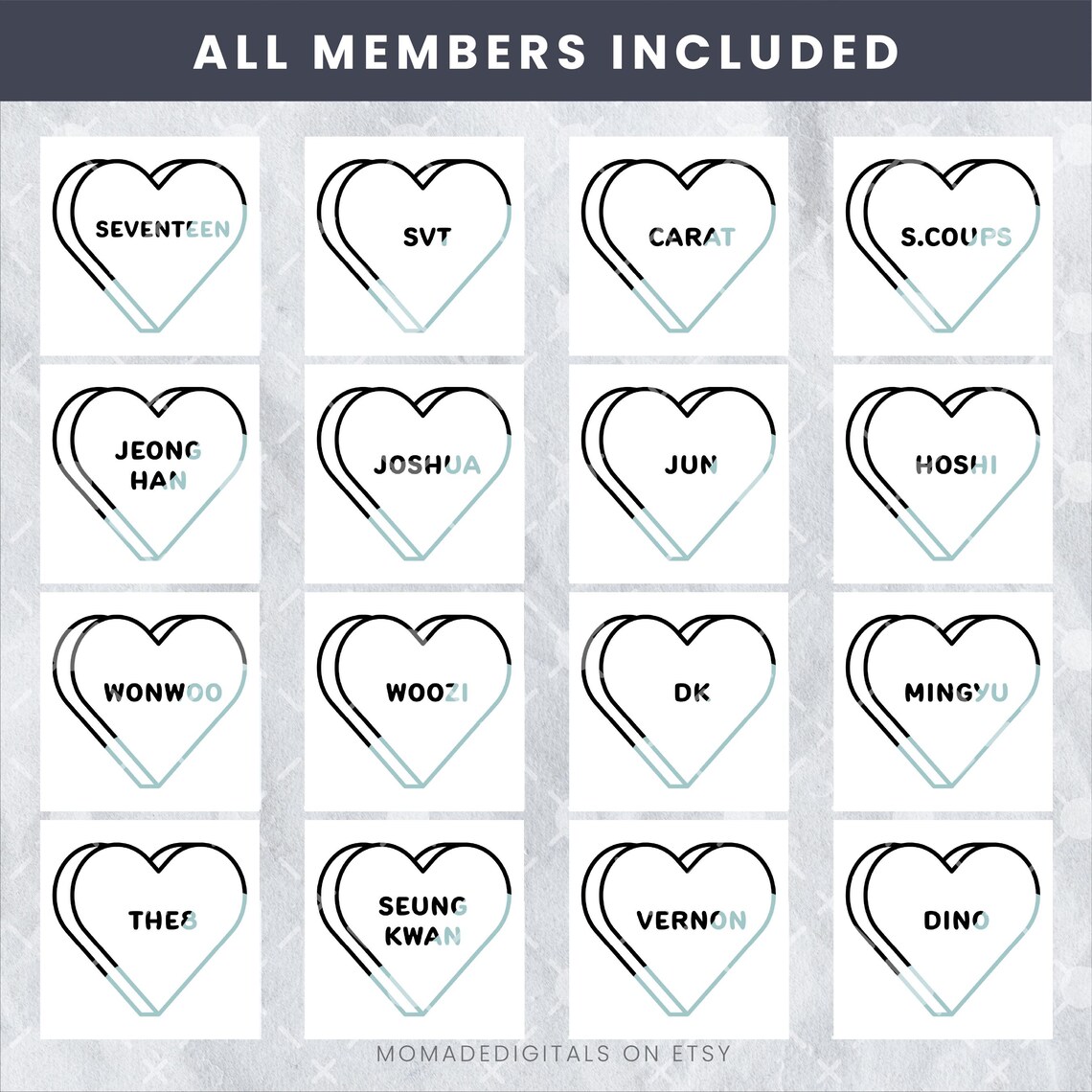 Kpop Seventeen Candy Heart Decals Light Stick Decal Design, Vector Kpop ...