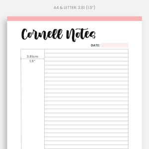Printable Cornell Notes Bundle | Study | Student PDF | A4 | A5 | Letter ...