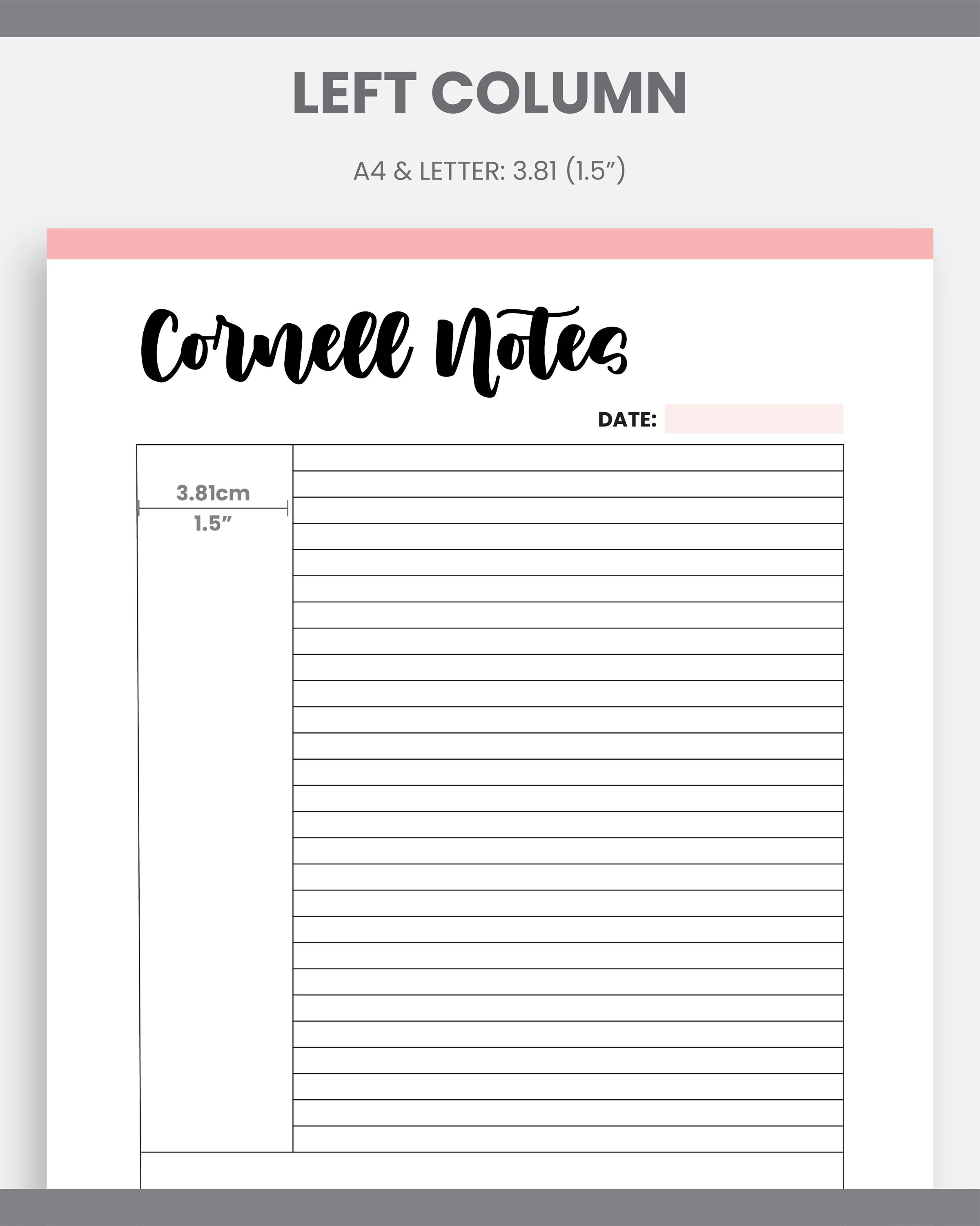 Printable Cornell Notes Bundle | Study | Student PDF | A4 | A5 | Letter ...